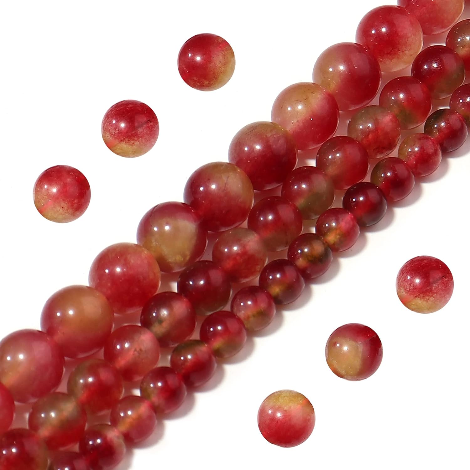 Amazon.com: Filluck Natural Stone Beads 8mm Watermelon Jade Polished ...
