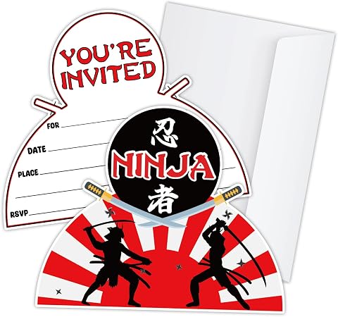 Amazon.com : Karate Ninjas Birthday Invitations, Ninja Samurai Shaped ...