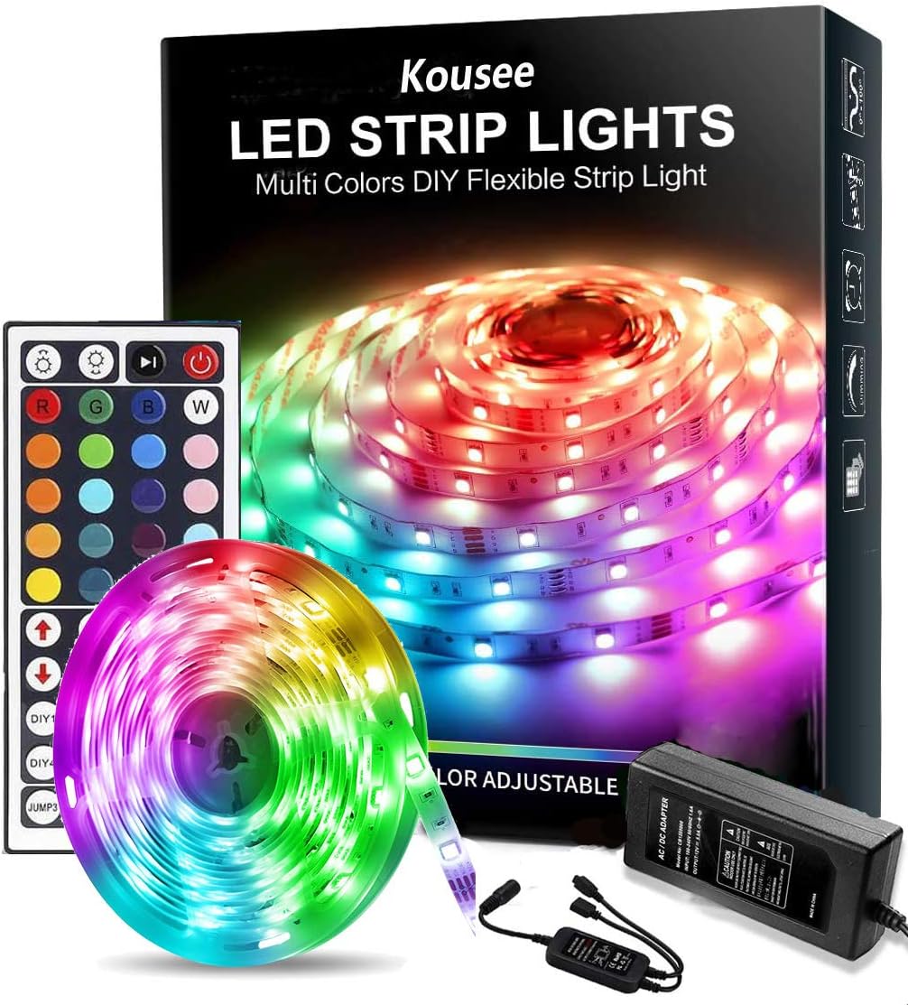 LED Strip Light Kit Waterproof 5050 SMD RGB 5M 16.4ft Strips Lighting ...