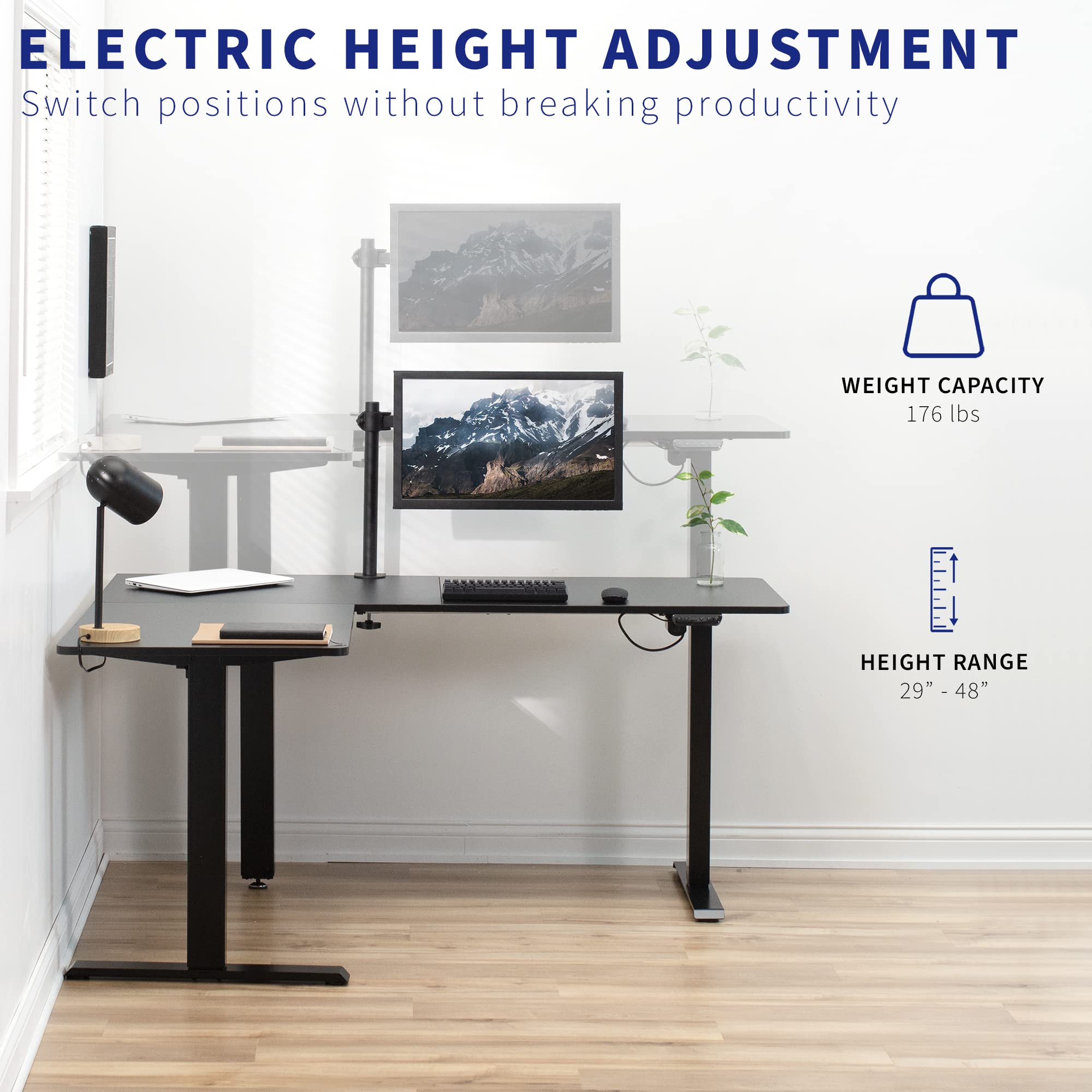 Snapklik.com : VIVO Electric Corner L-Shaped 63 X 55 Inch Standing Desk