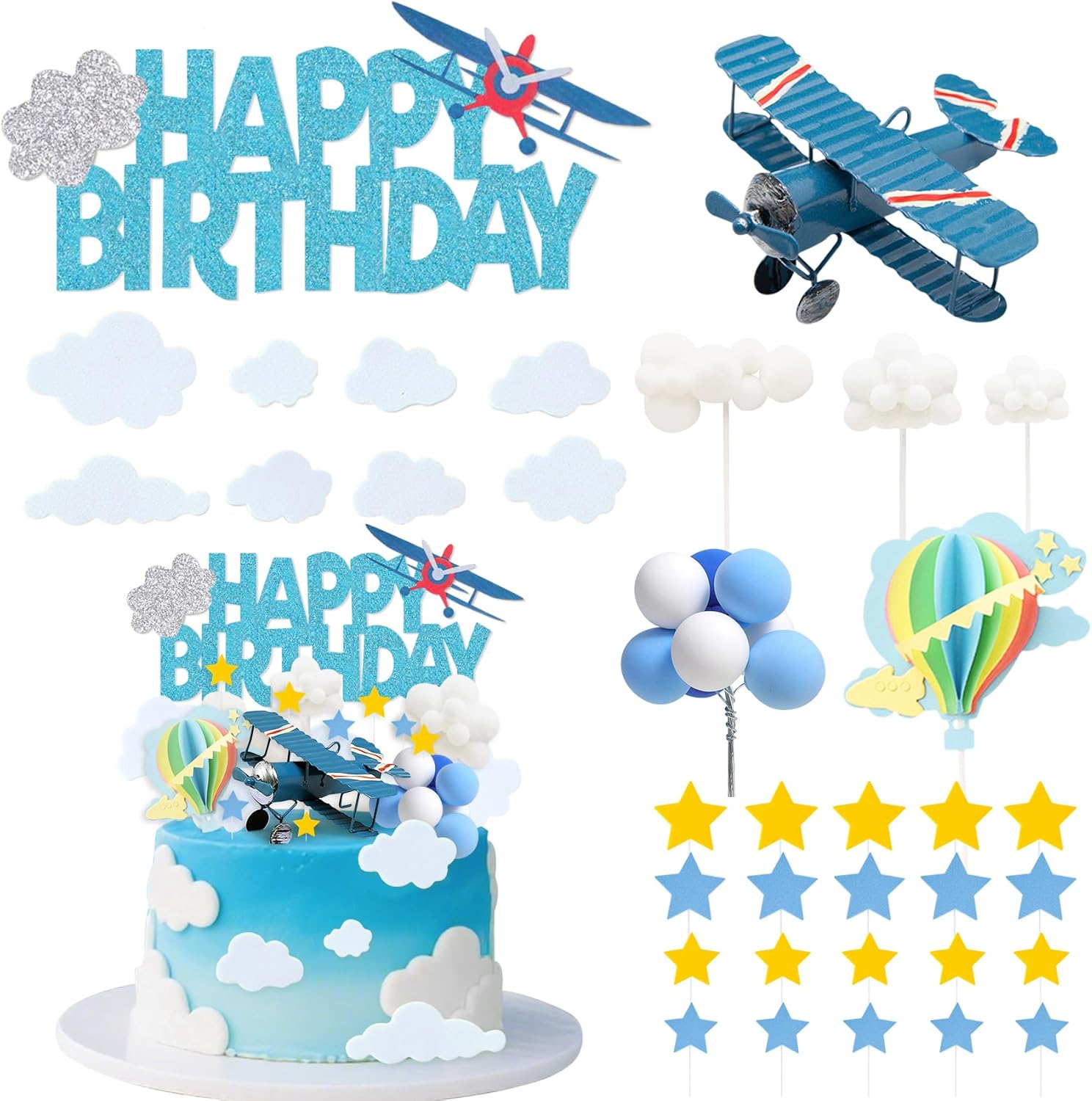 Amazon.com: 42Pcs Airplane Cake Topper Airplane Figurine Cake ...