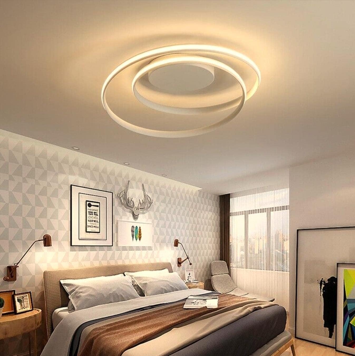 Plafoniera Da Soffitto LED 32W Da Interno Design Cerchio Spirale Bianco ...