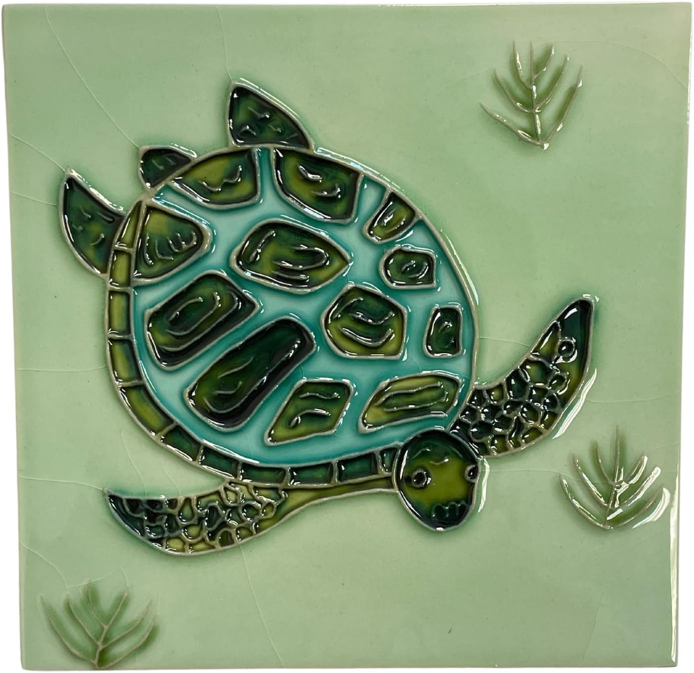 Amazon.com: Tropical Green Sea Turtle Swimming 6 x 6 Inch Square ...