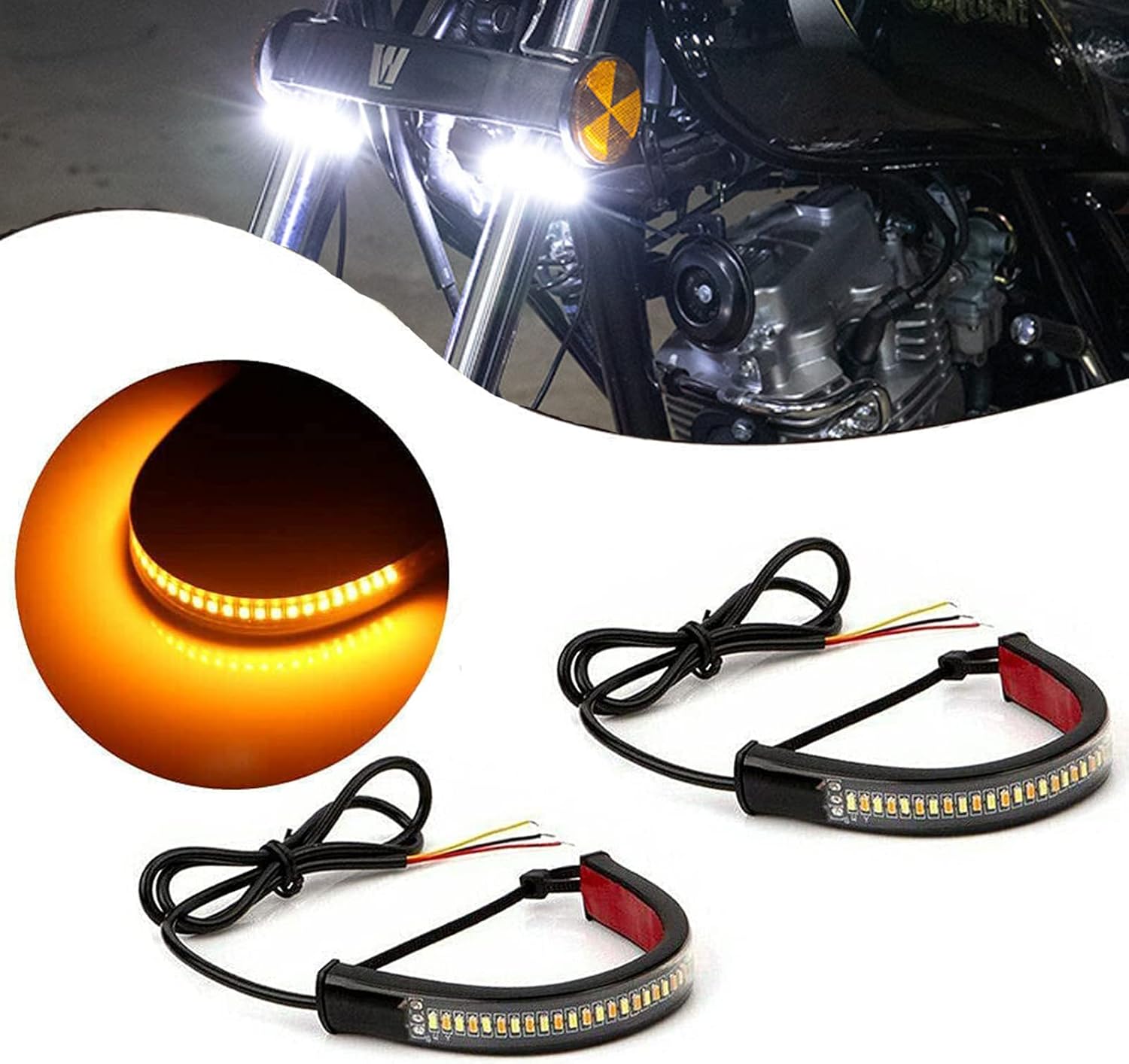 Amazon.com: JinRui-T 2Pcs Motorcycle LED Fork Turn Signal Blinkers ...