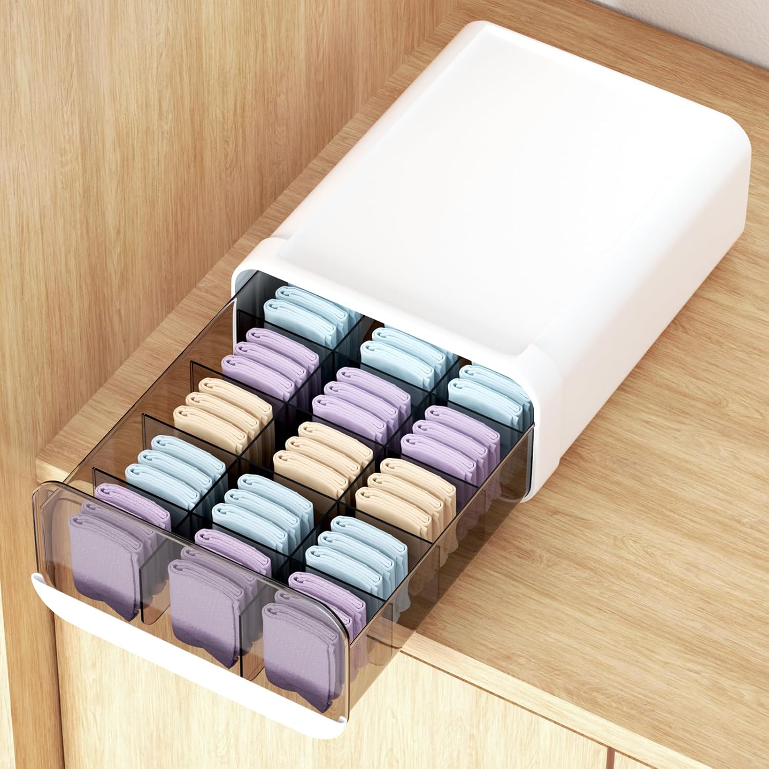 Amazon.com: Miaocona Underwear Organizer Drawer, 15 Cells Plastic Sock ...