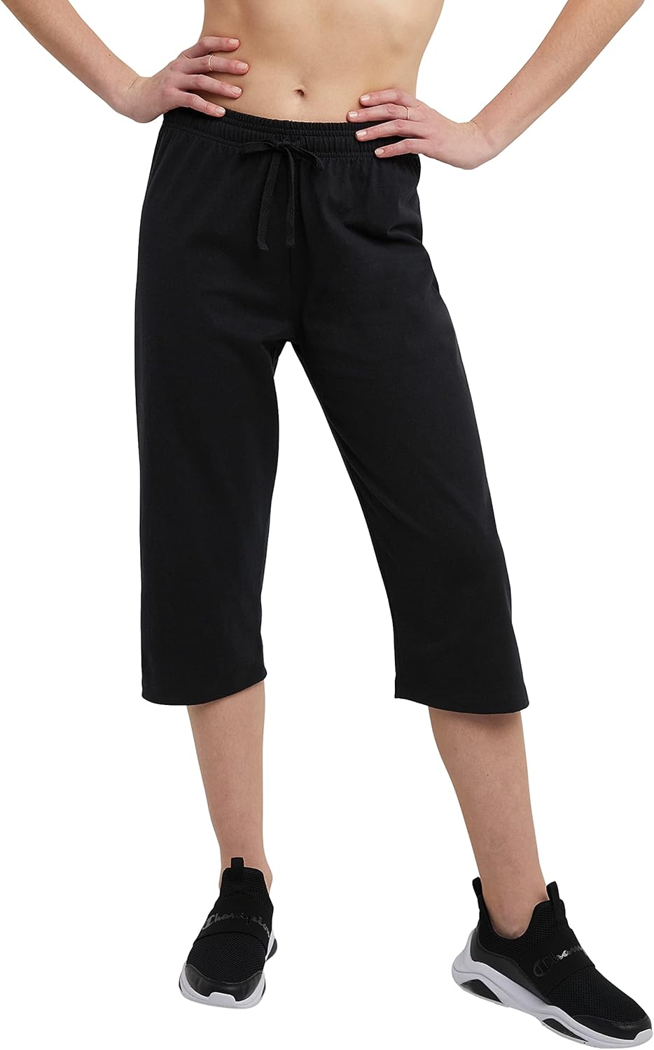 Champion Women's Everyday Cotton Capris, Women’s Drawstring Cropped ...