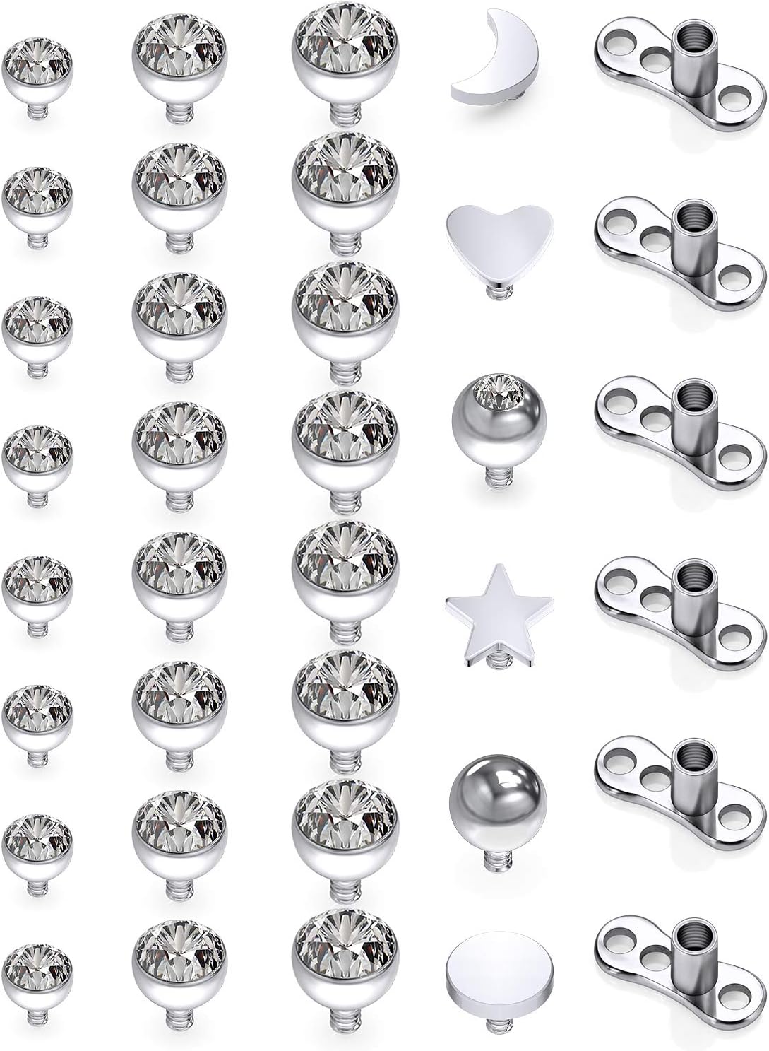 Boernfnso 14G Dermal Piercing Jewelry Dermal Anchor Tops and Base ...