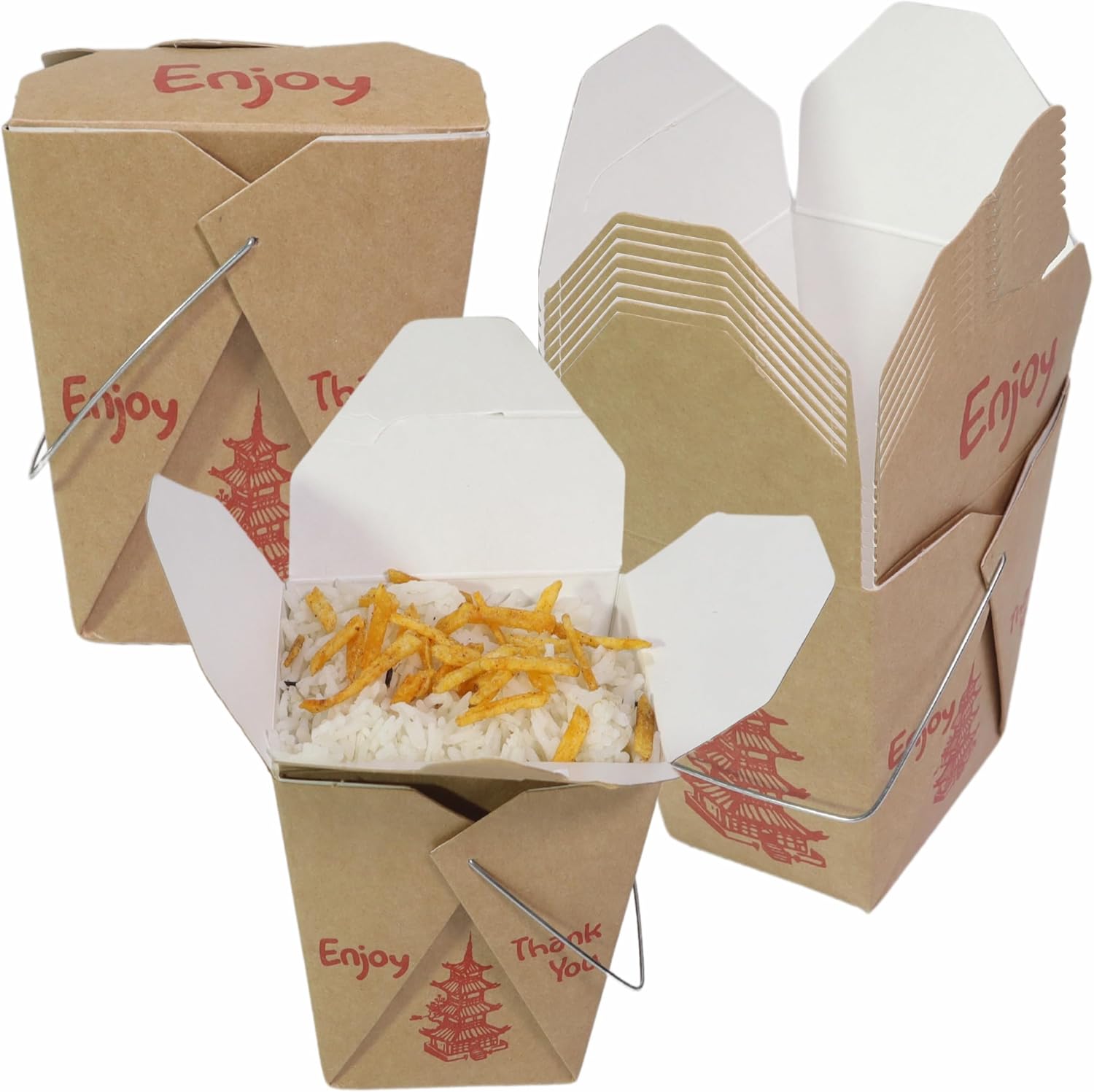 Amazon.com: EcoQuality 64 oz Brown Asian Style Take Out Food Boxes with ...