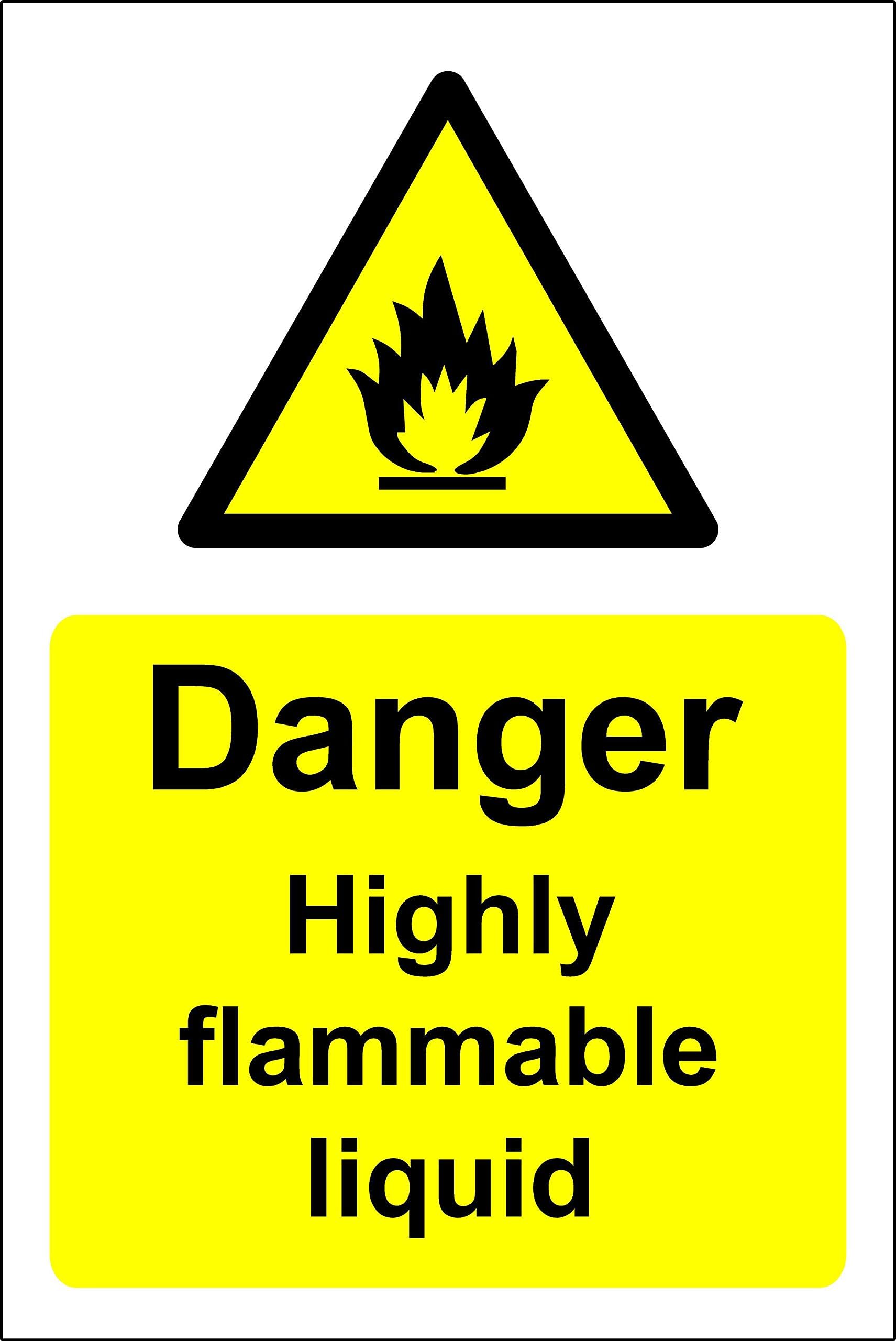 Danger highly flammable liquid Safety sign - Self adhesive sticker ...