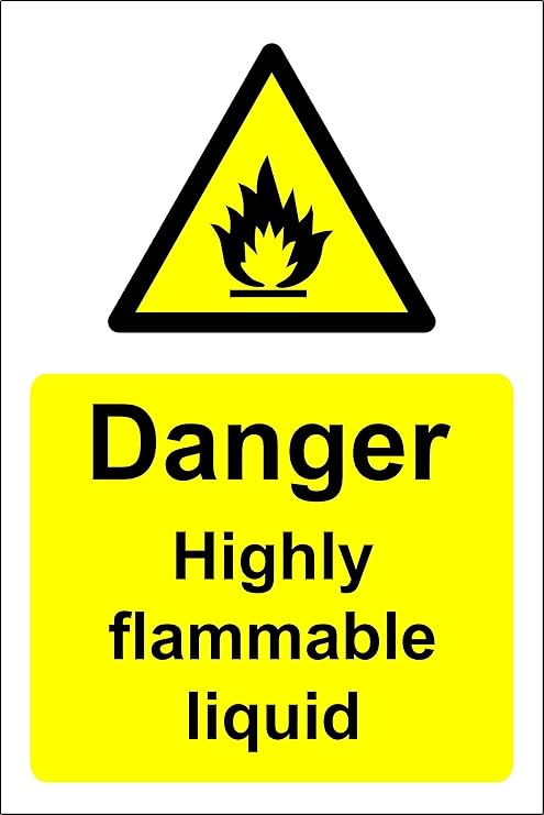 Danger highly flammable liquid Safety sign - Self adhesive sticker ...