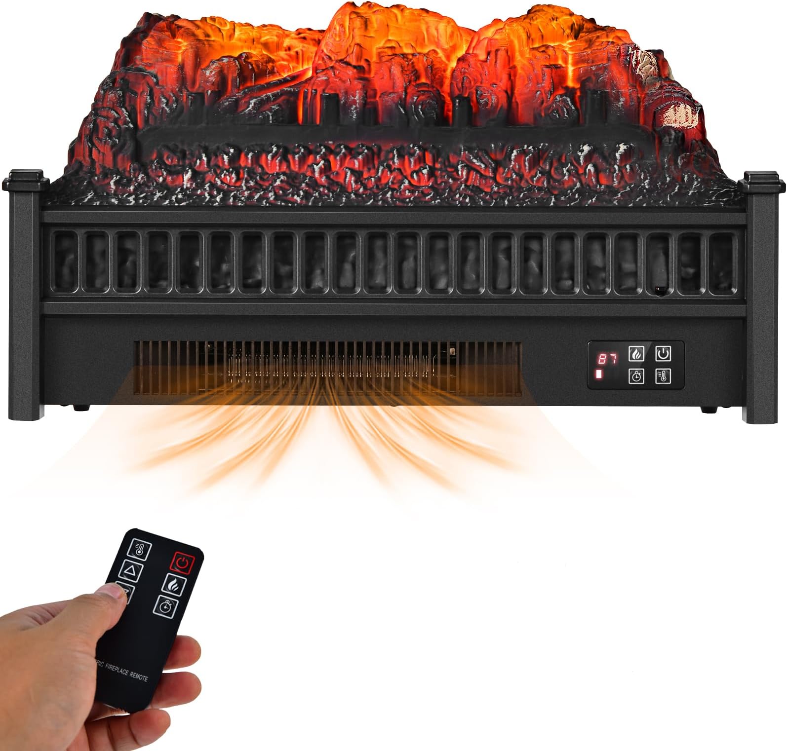 ORALNER Electric Fireplace Insert Log Set, 23-Inch Infrared Quartz ...