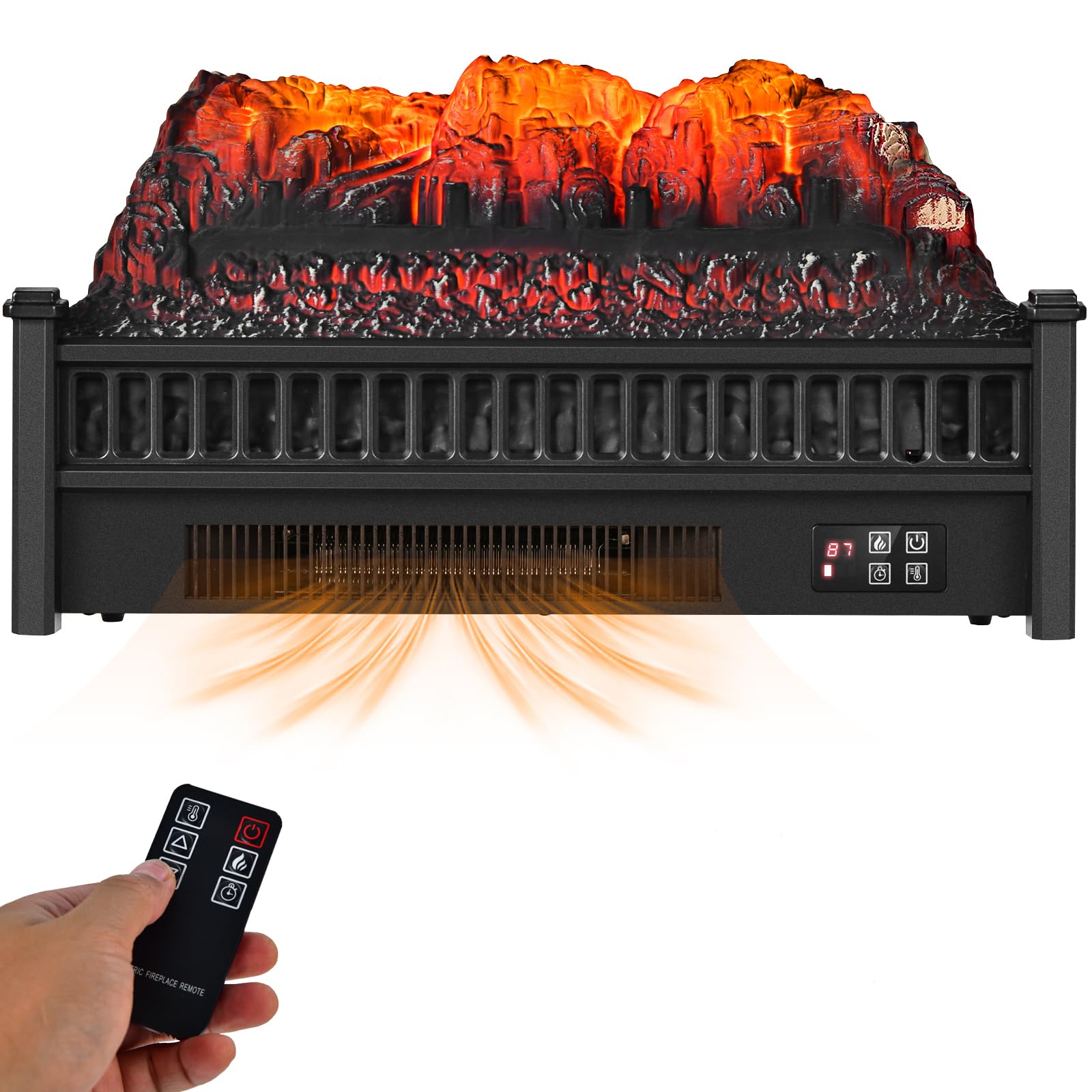 ORALNER Electric Fireplace Insert Log Set, 23-Inch Infrared Quartz ...