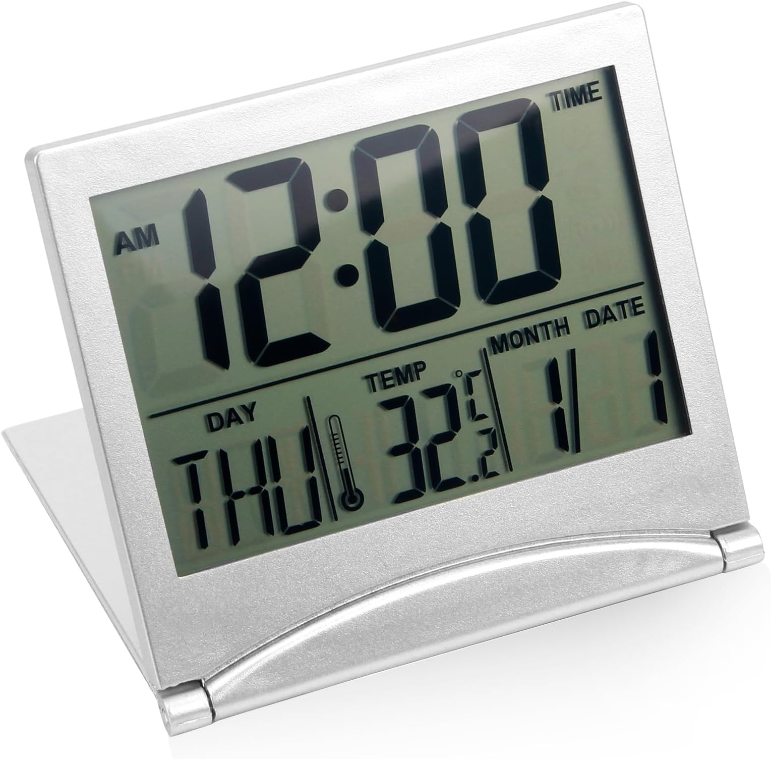 Digital Travel Alarm Clock with LCD Display, Foldable Desk Top Clock ...