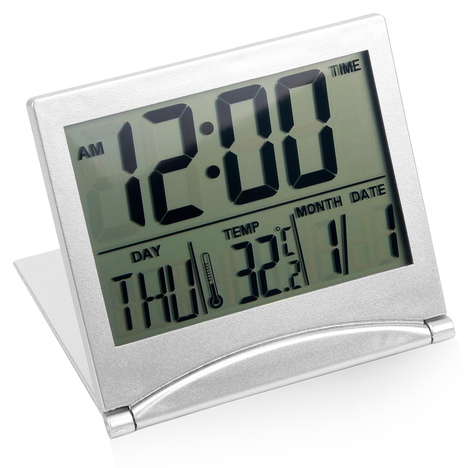 JUGCUT Digital Travel Alarm Clocks Foldable Desktop Clock with Day ...