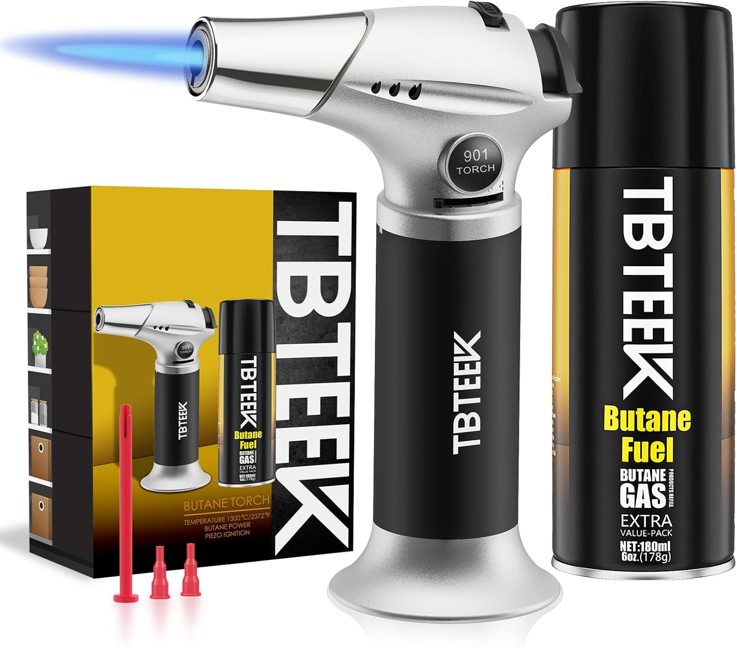 Amazon.com: TBTeek Torch Lighter with Butane Included, Kitchen Torch ...