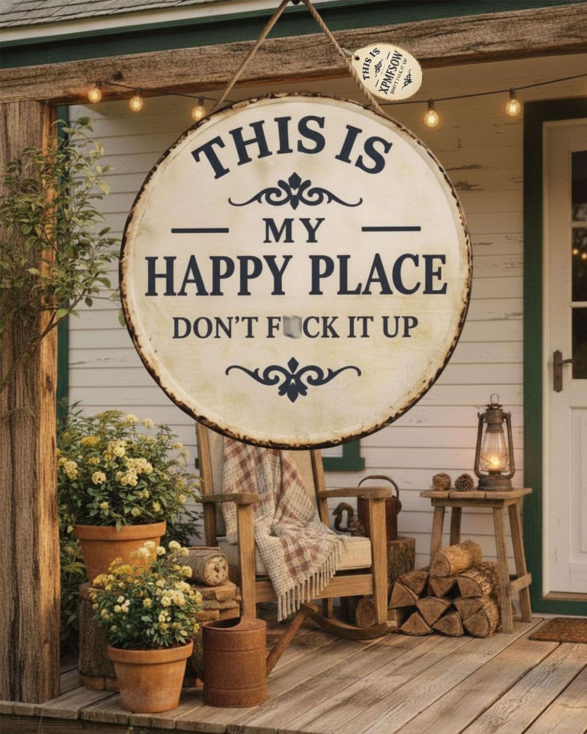 Amazon.com: Funny Garden Metal Sign "This Is My Happy Place Don't F*ck ...
