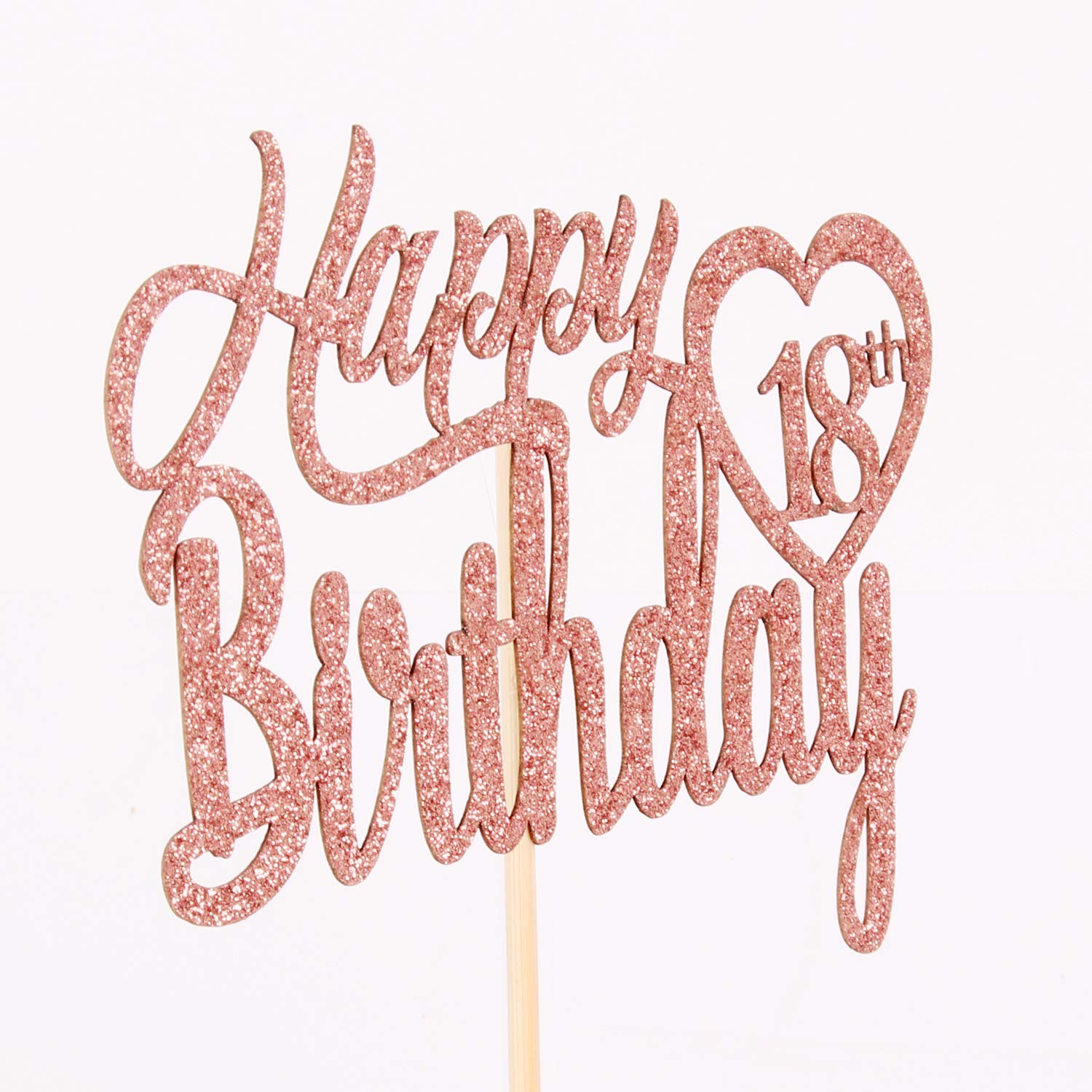 Rose Gold Glitter Happy 18th Birthday Cake Topper, Hello 18, Cheers to ...