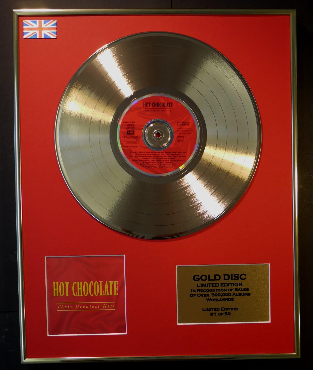 Hot Chocolate Cd Gold Disc Record Limited Edition/Their Greatest Hits ...