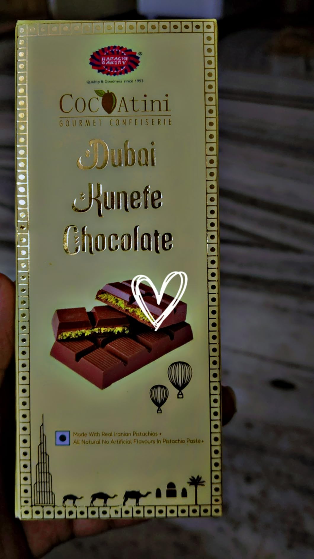 Cocoatini Kunefe Chocolate Bar 90gm By Karachi Bakery : Amazon.in ...