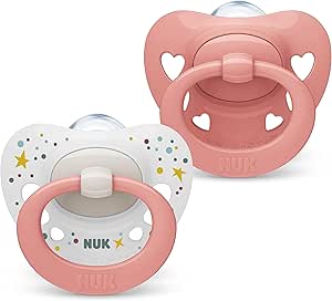 NUK Signature Baby Dummy | 0-6 Months | Soothes 95% of Babies | Heart-Shaped BPA-Free Silicone ...