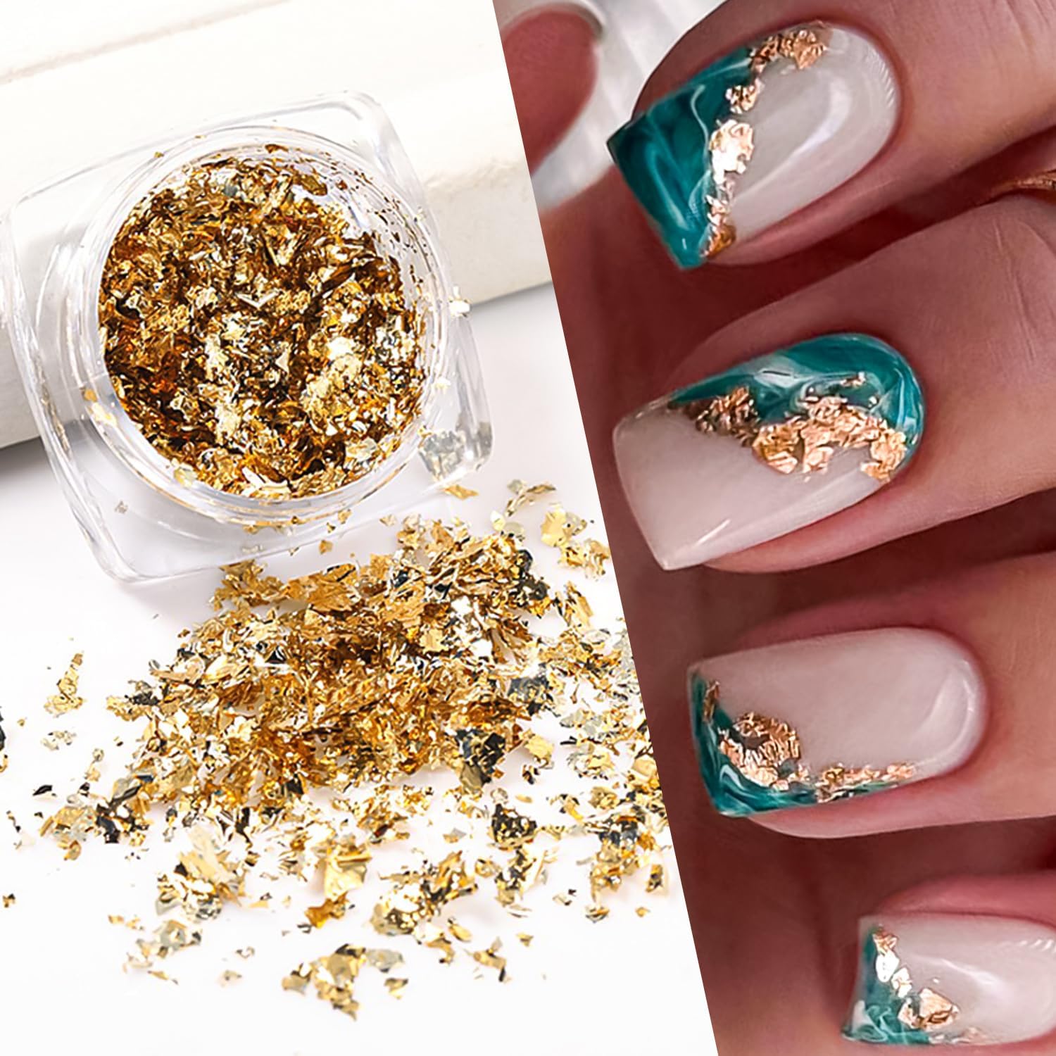 Amazon.com: Holographic Nail Glitter Gold Foils for Women Kit -Sparkly ...