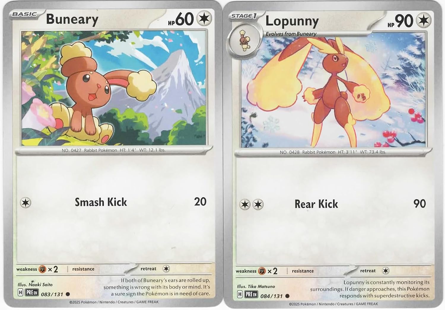Amazon.com: Lopunny & Buneary 084/131 – Prismatic Evolutions – 2 Card ...