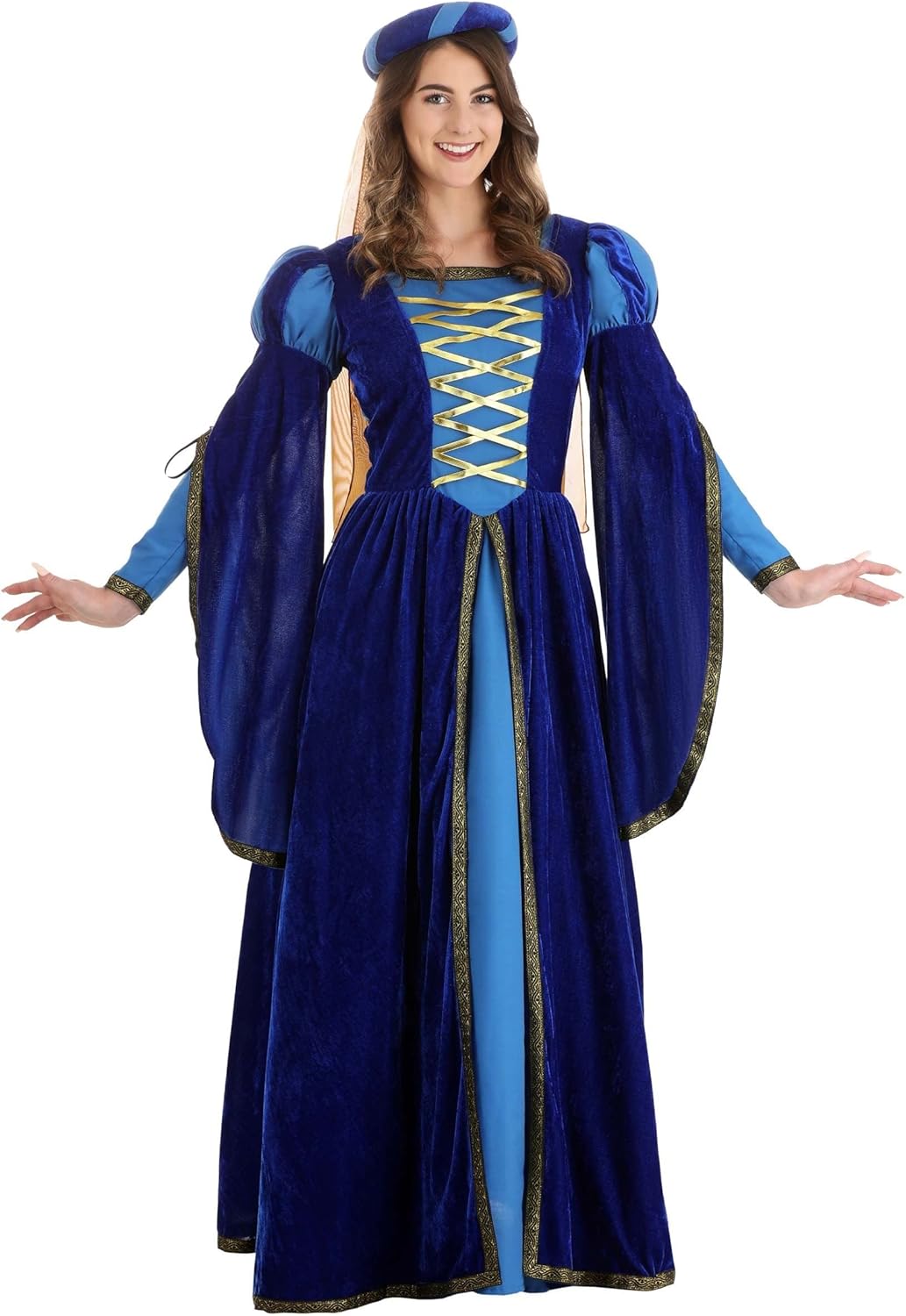 Amazon.com: Renaissance Queen Costume for Women - Velvet Dress with ...