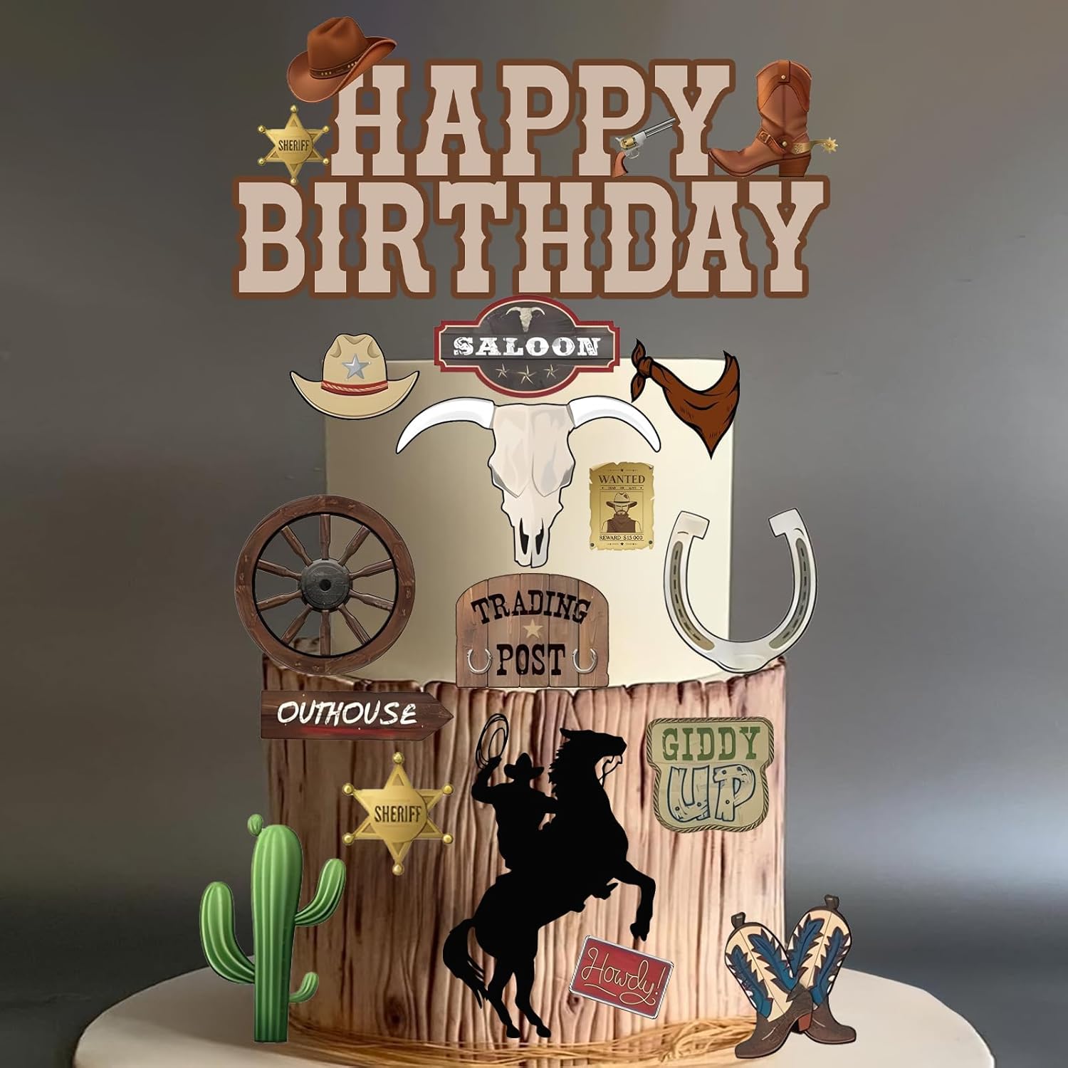 Amazon.com: 16Pcs Cowboy Cake Toppers, Cowboy Hat and Boot Cake ...