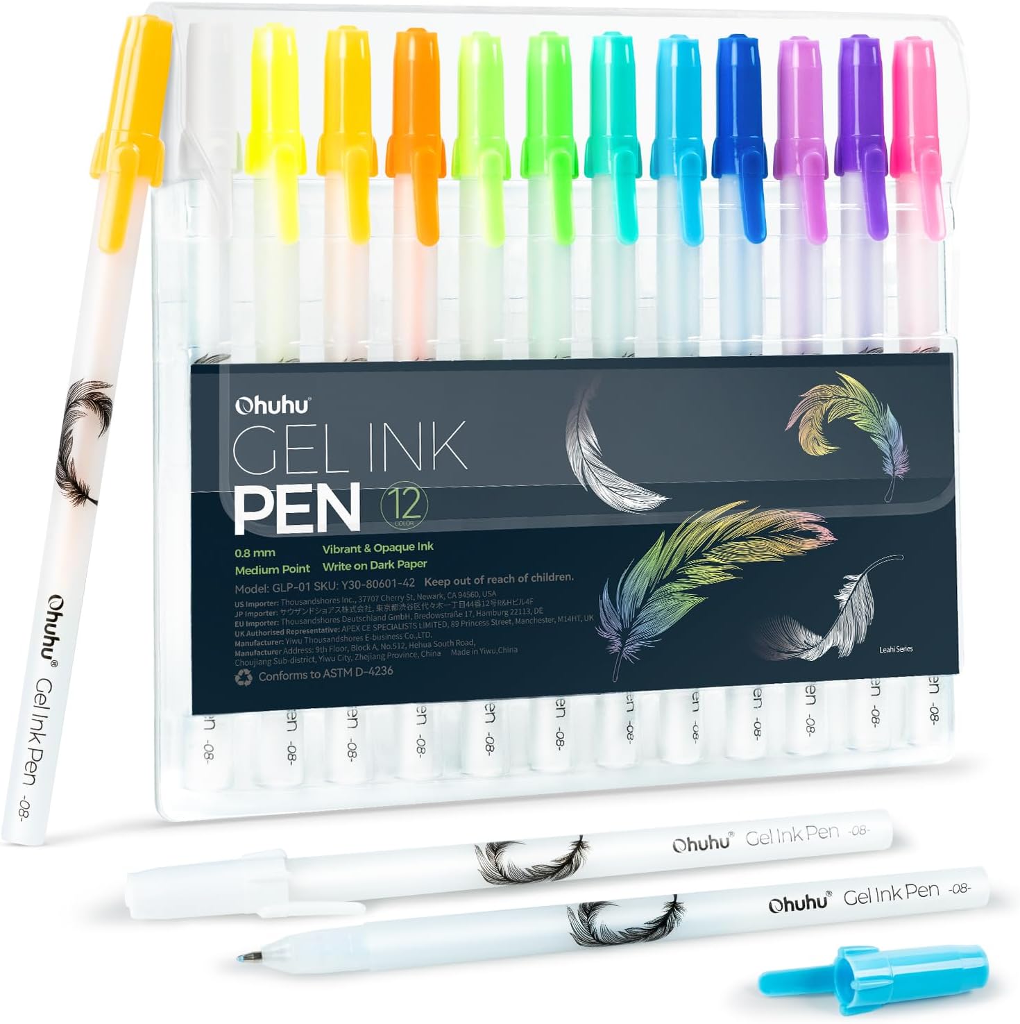 Amazon.com : Ohuhu Colored Ink Pen 12 Pack: Extra Fine Point Pens ...
