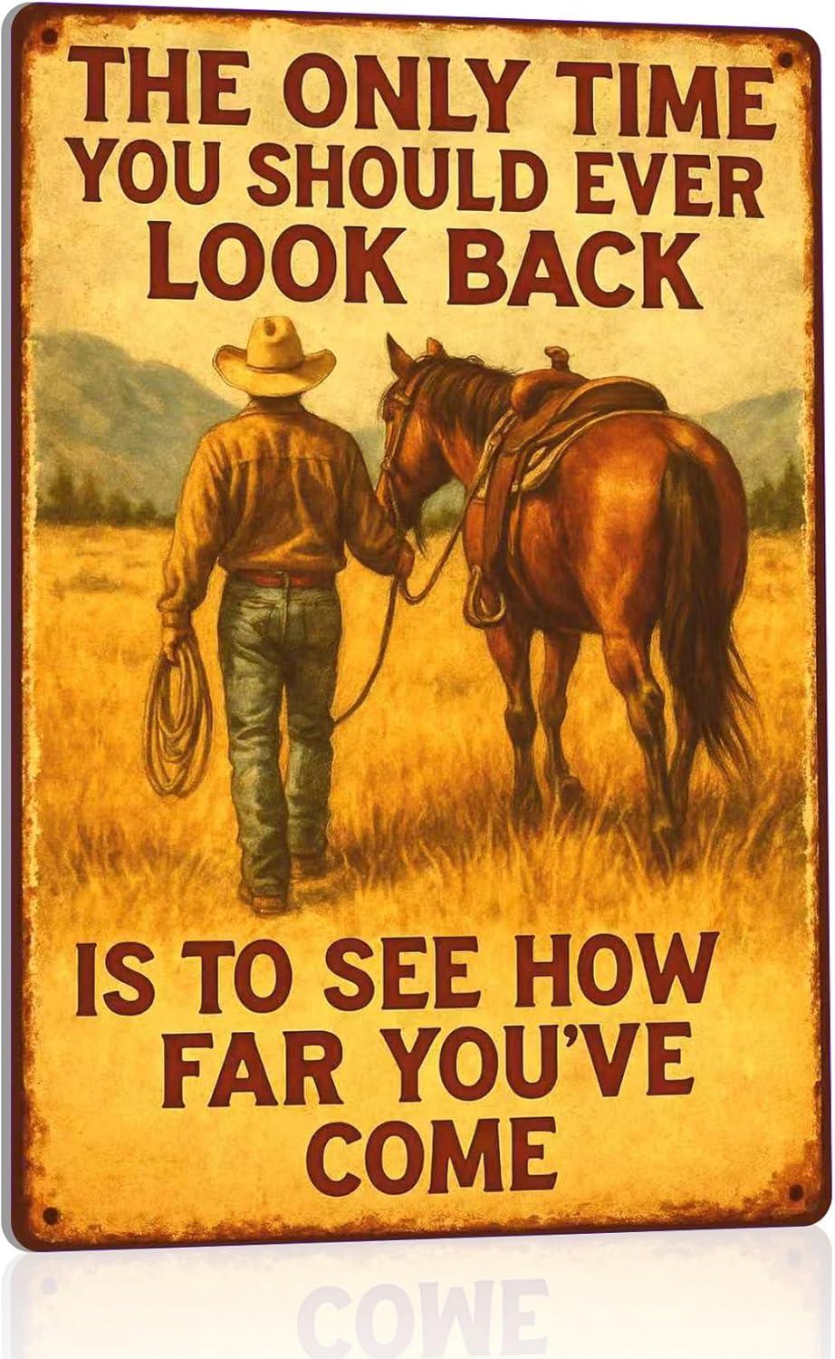 Amazon.com: Kizbok Vintage Cowboy Metal Tin Sign, Rustic Cowboy Quote ...