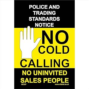 GE327 No Cold Calling SIGN unwanted salesperson magazines door ...