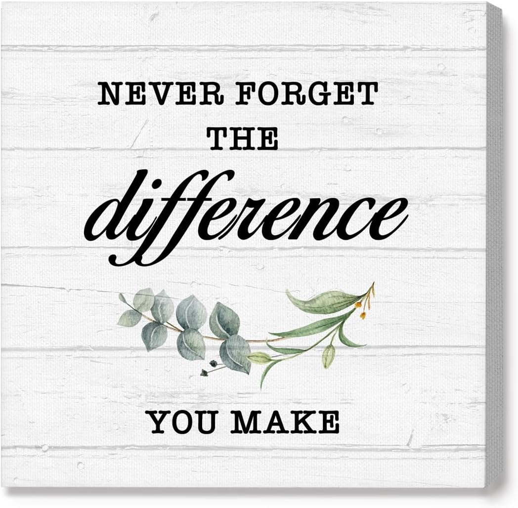 Amazon.com: Never Forget The Difference You Make Canvas Frame Poster ...