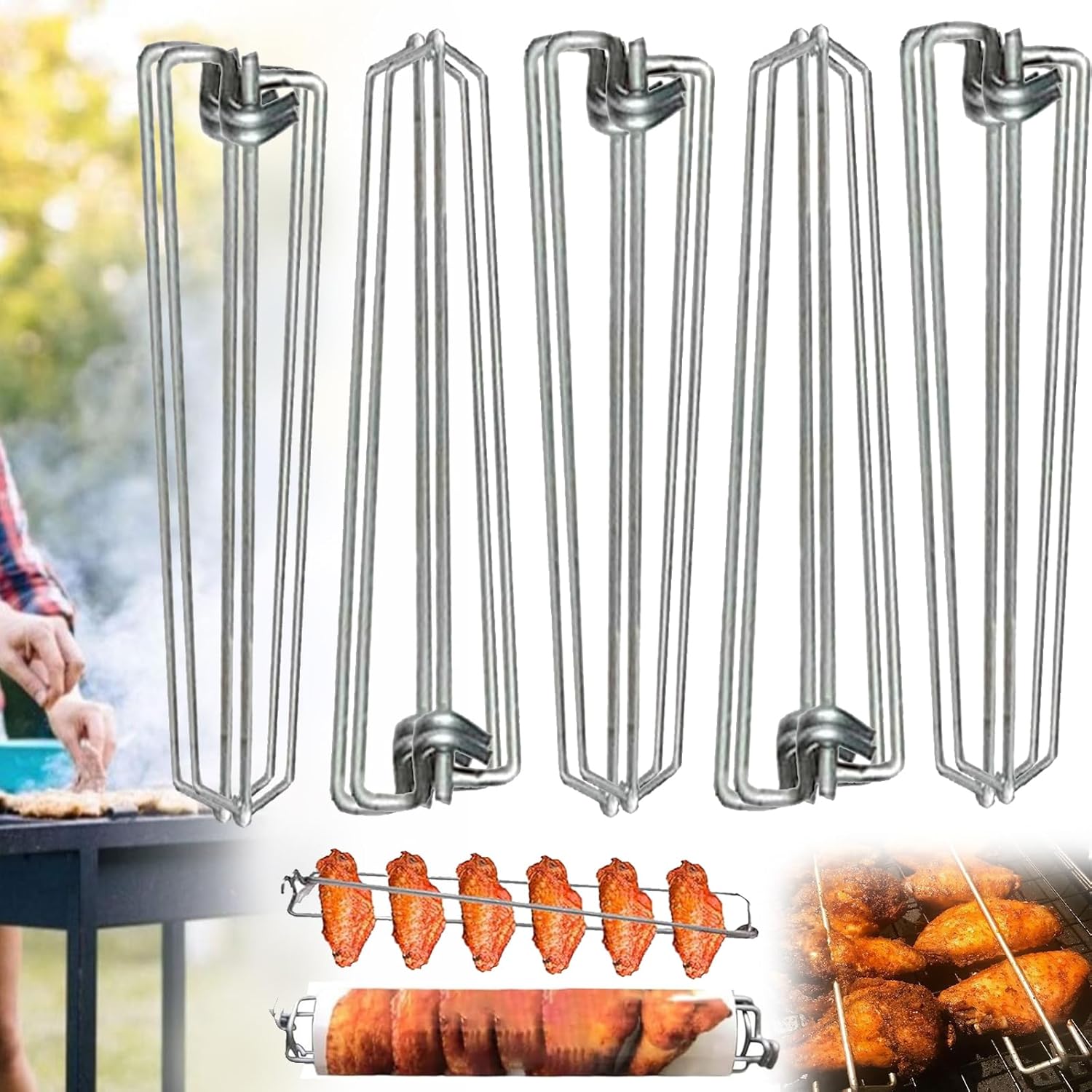 Amazon.com: Chicken Wing BBQ Fork, Chicken Wing Grilling Rails, Outdoor ...