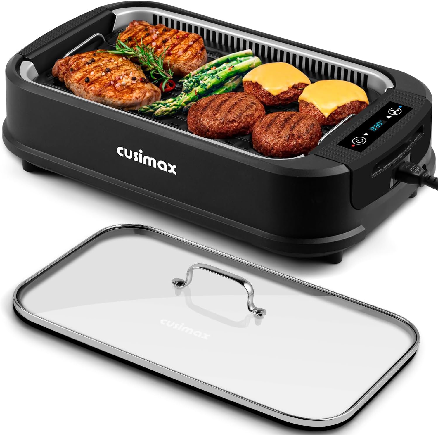 Indoor Grill, CUSIMAX Electric Smokeless Grill, 1500W, Removable Non ...