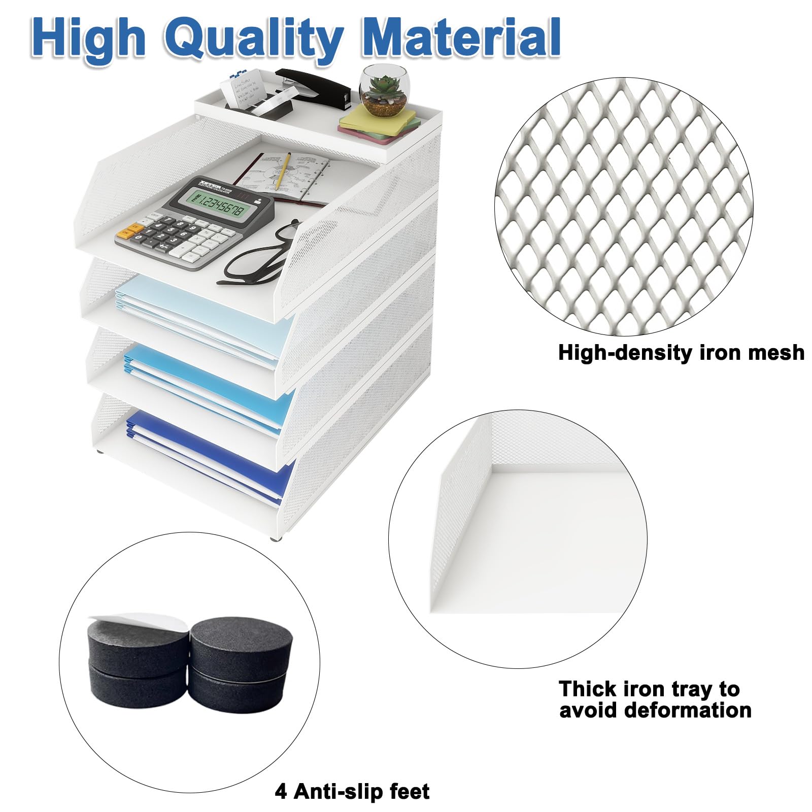 Snapklik.com : Natwind 4-Tier Stackable Paper Tray, Metal Mesh Desktop ...