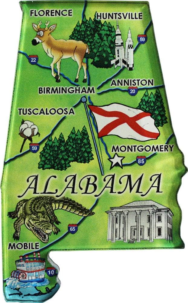 Amazon.com: Flagline Alabama - Acrylic State Map Refrigerator Magnet ...