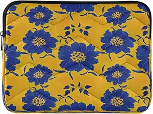 Amazon.com: Elegant Dark Blue Flowers Yellow Laptop Bag 15.6 inch ...