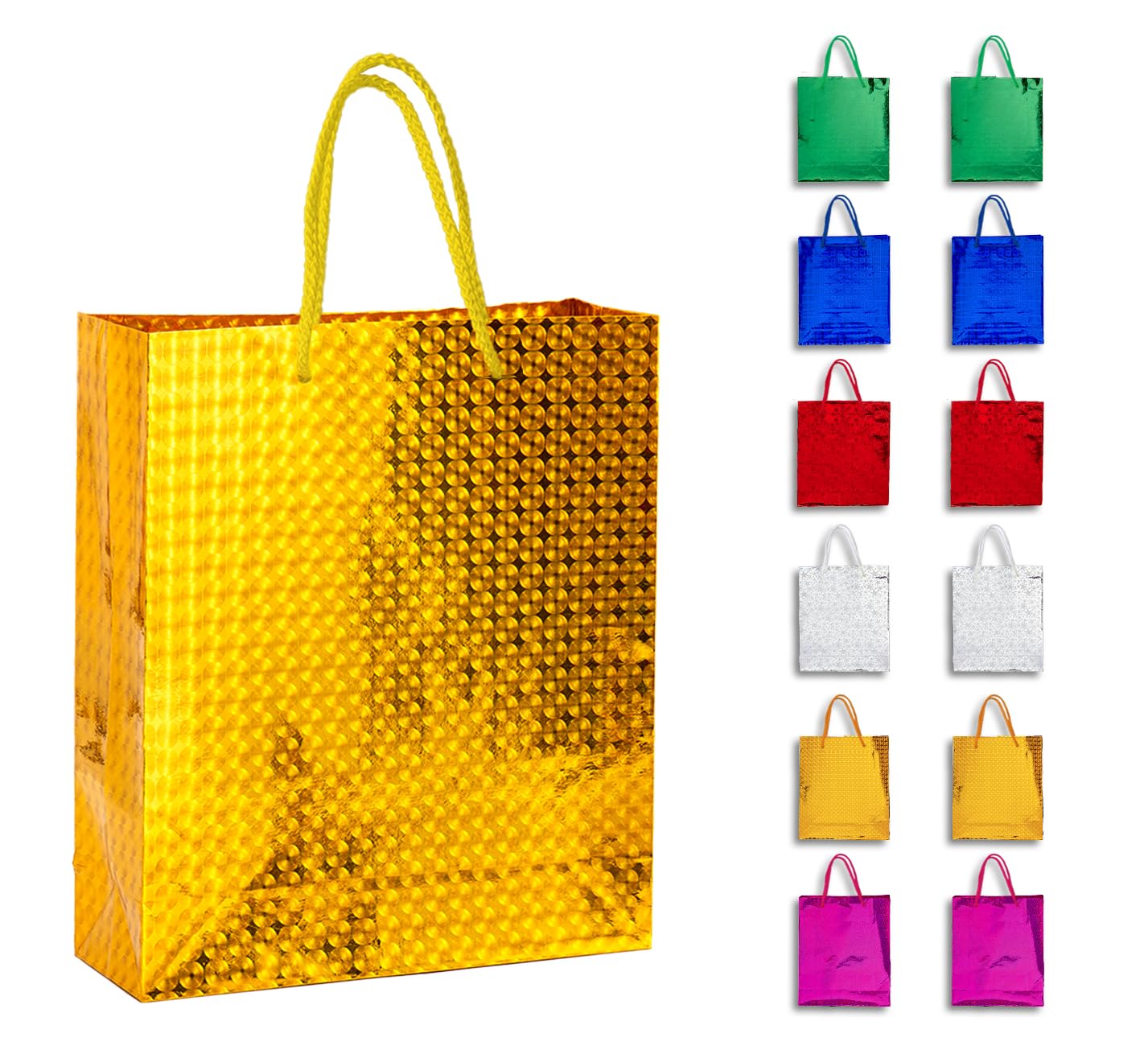 Amazon.com: Fizzy and Folly, Iridescent Gift Bags- Pack of 12, Glossy ...