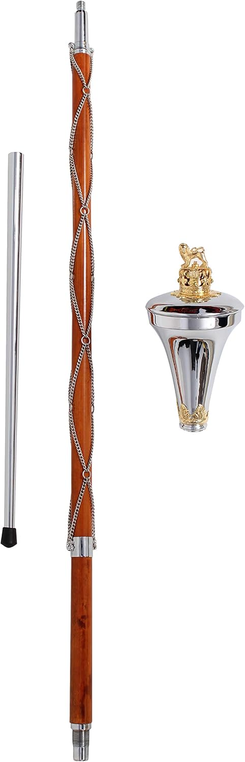 Amazon.com: Drum Major Mace Chrome Flat Head With Gold Lion And Crown ...