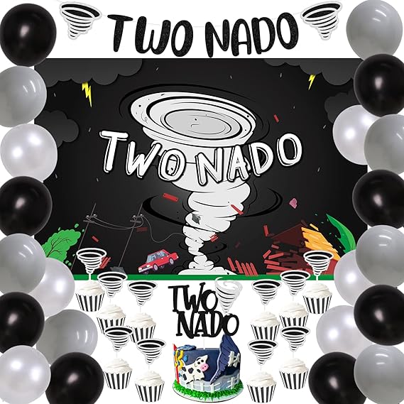 Amazon.com: Sursurprise Tornado Birthday Party Decorations, Twonado 2nd ...