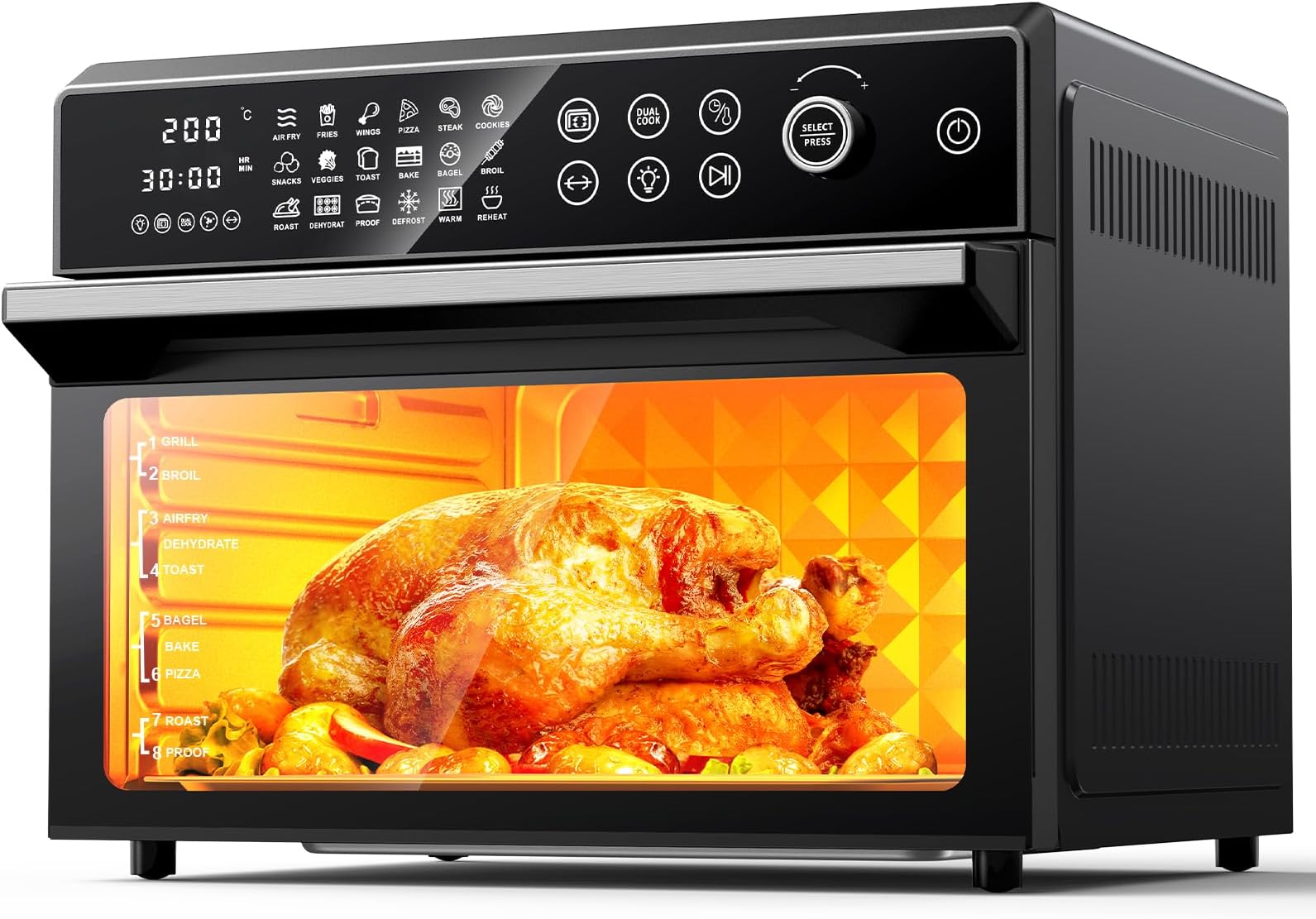 30L Air Fryer Oven, 18 in 1 Presets Dual-Cook Function Air Fryer, 360 ...