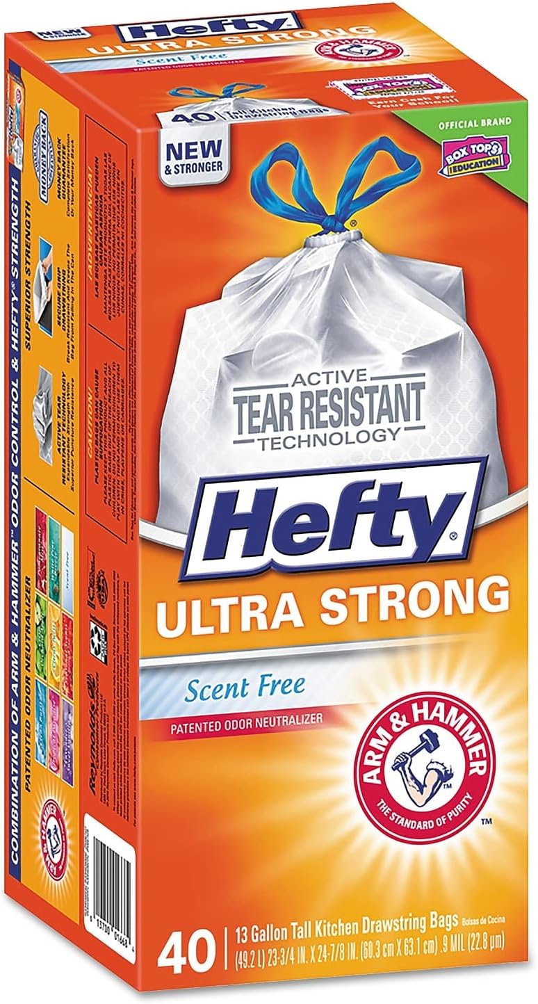Amazon.com: Hefty Ultra Strong Tall Kitchen Trash Bags, Unscented, 13 ...