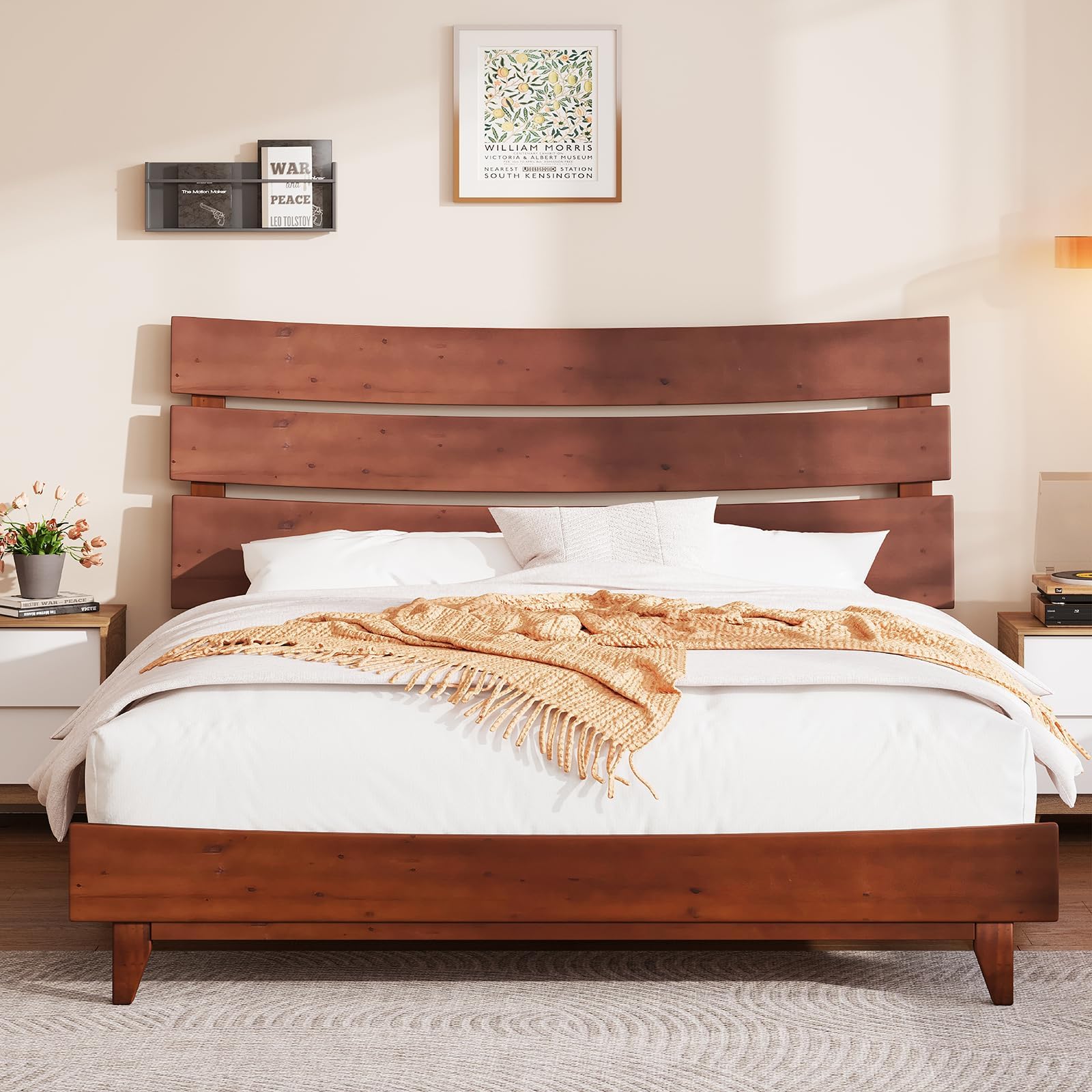 Amazon.com: Grain Wood Furniture Shaker Solid Wood Panel Platform Bed ...
