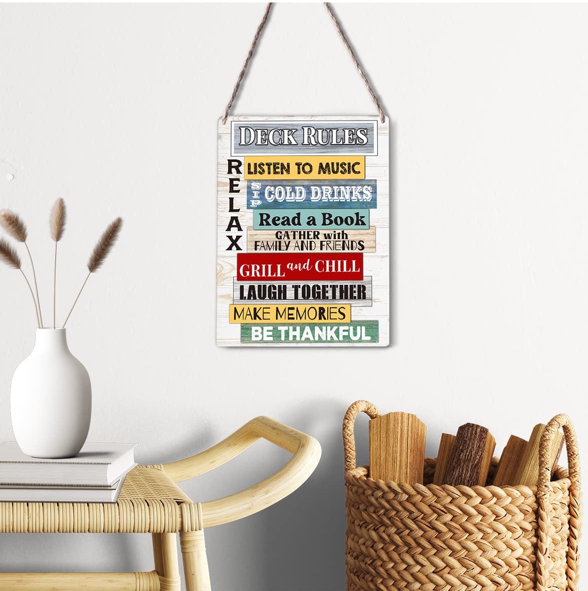 Snapklik.com : Farmhouse Colorful Deck Rules Wooden Sign Wall Decor ...