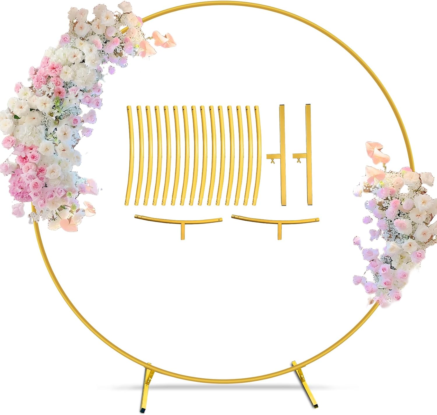 Amazon.com : 7.2ft Round Backdrop Stand Circle Gold Balloon Arch Metal ...