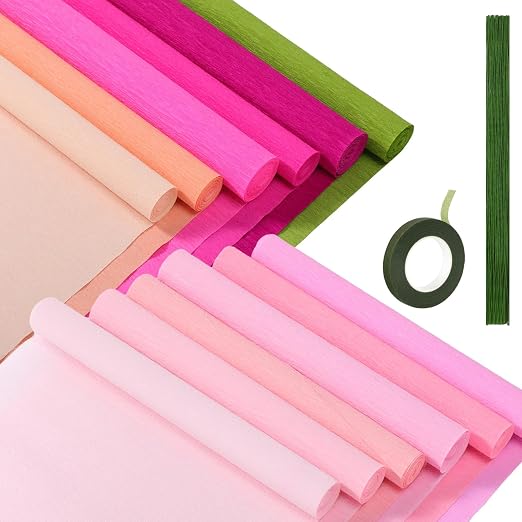 Amazon.com: Chrisfall 12 Rolls Crepe Paper Rolls 12 Colors Wide Crepe ...