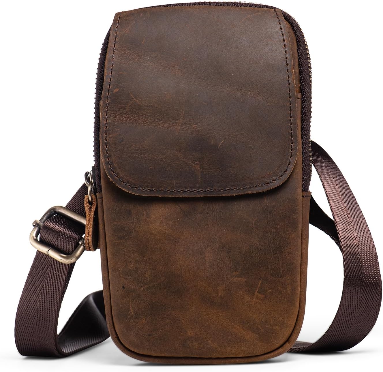 Amazon.com: Hengwin Leather Men Cell Phone Holster Wallet Case with ...