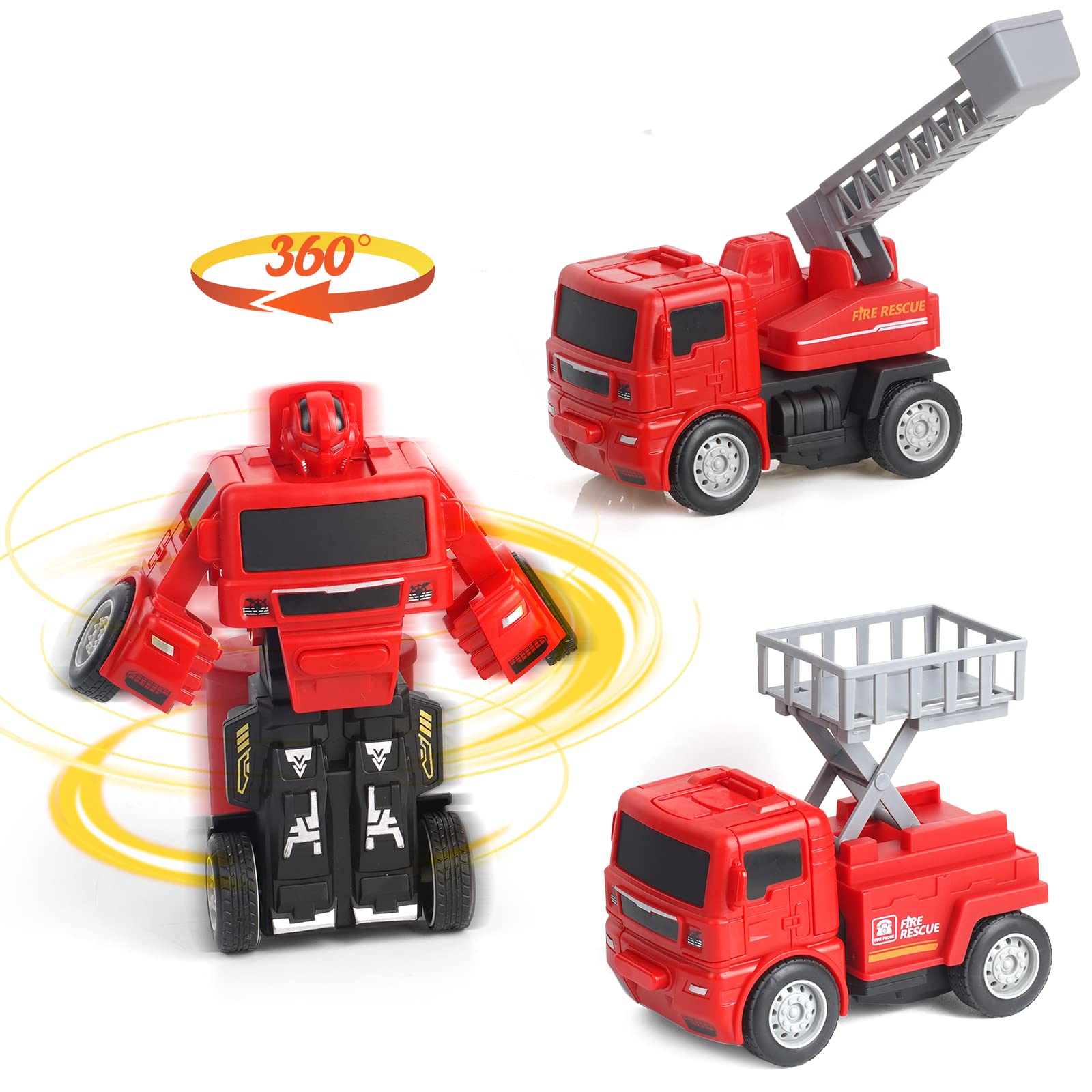 Buy 3 Piece Fire Engine Toy Set, Robot Transformers Fire Car Kids Toys ...