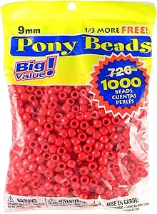 Amazon.com: Darice Red Opaque Pony Craft Projects for All Ages Jewelry ...