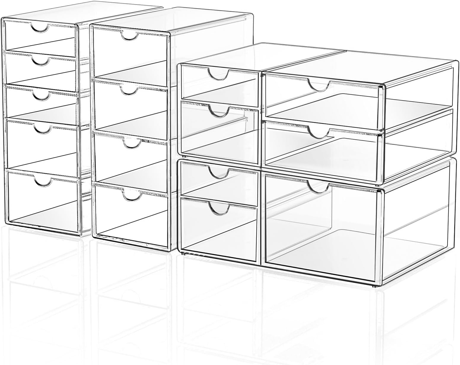 Amazon.com: Acrylic Makeup Organizer with 13 Drawers, Bathroom Counter ...